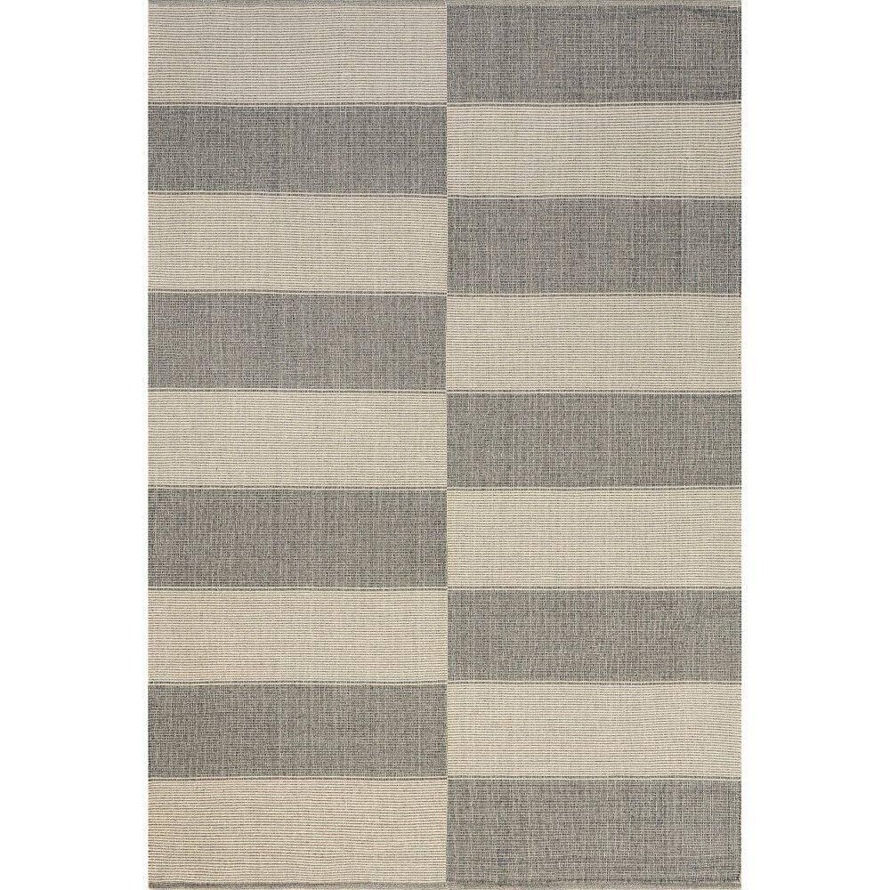 RUGS USA Lauren Liess Boxelder Checked Cotton Gray 6 ft. x 9 ft. Area ...