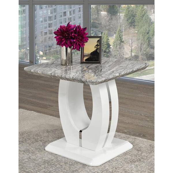 Walden 26 in. White Rectangle Marble End Table B-901 E - The Home Depot