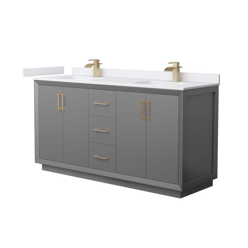 Wyndham Collection Strada 66 in. W x 22 in. D x 35 in. H Double Bath ...
