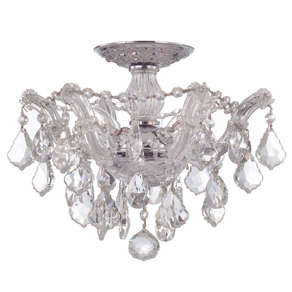 Crystorama Maria Theresa 13.5 in. 3-Light Polished Chrome Flush Mount ...