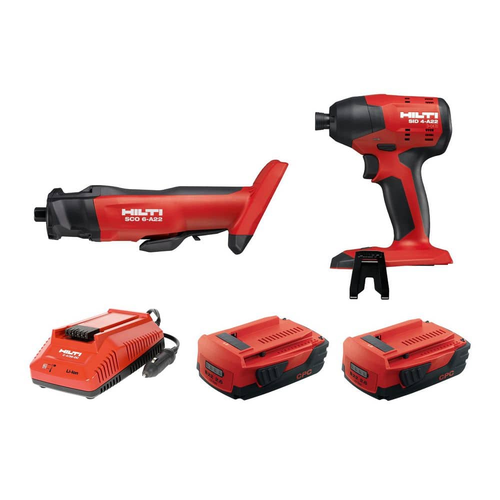 Hilti 22V Li-Ion Cordless Brushless SCO 6 Cut-Out 2-Tool Combo Kit with Impact Driver, (2) 22/2 ...