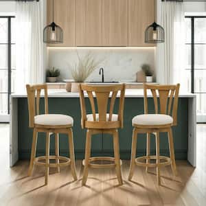 Armen Living Elle 26 in. Ivory/Amber Glow Rubberwood Bar Stool with ...