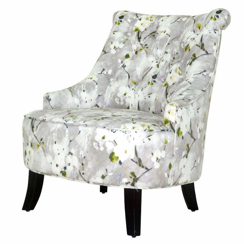 Homy Casa Pearce Light Grey Flower Fabric Upholstered Wingback Arm ...
