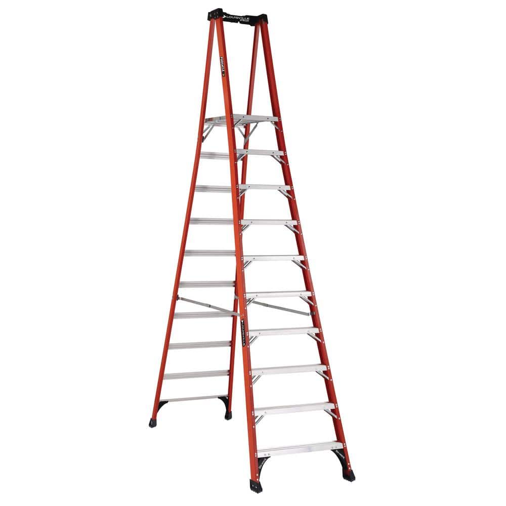 Louisville Ladder 10 ft. Fiberglass Pinnacle PRO Platform Ladder with ...