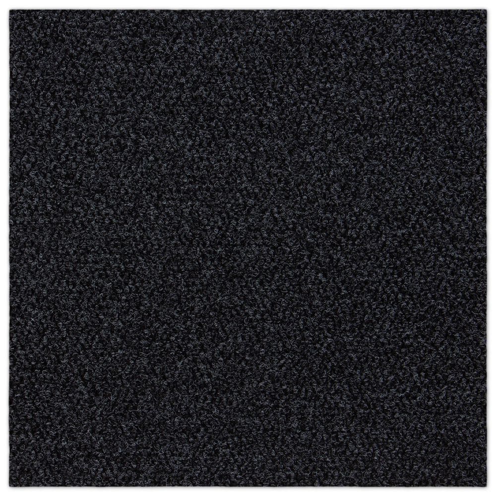 Rocket Hobnail Black Residential 24 in. x 24 in. Peel and Stick Carpet ...