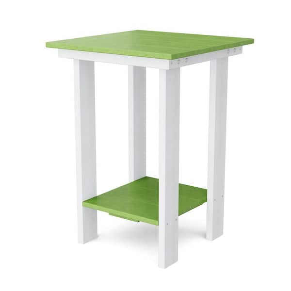 Wildridge Contemporary Lime Green and White HDPE Plastic Outdoor Side ...