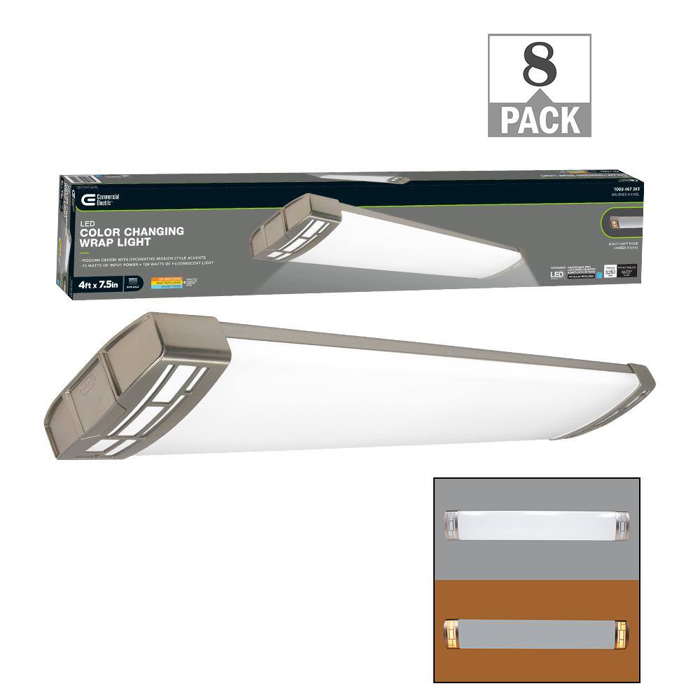 Commercial Electric 4 ft. Brushed Nickel Mission End Caps 5250 Lumens ...