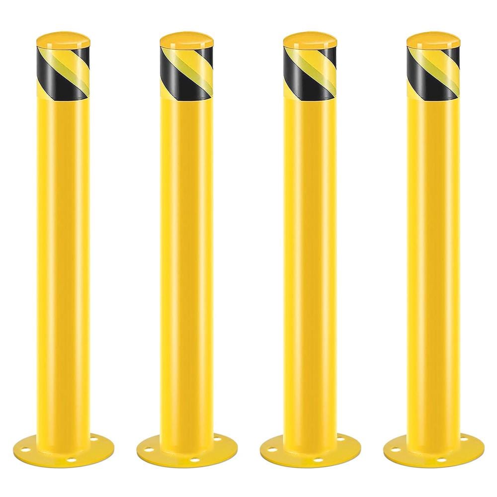 Amucolo 42 in. x 3 in. Yellow Powder Coated Steel Safety Bollard Post ...