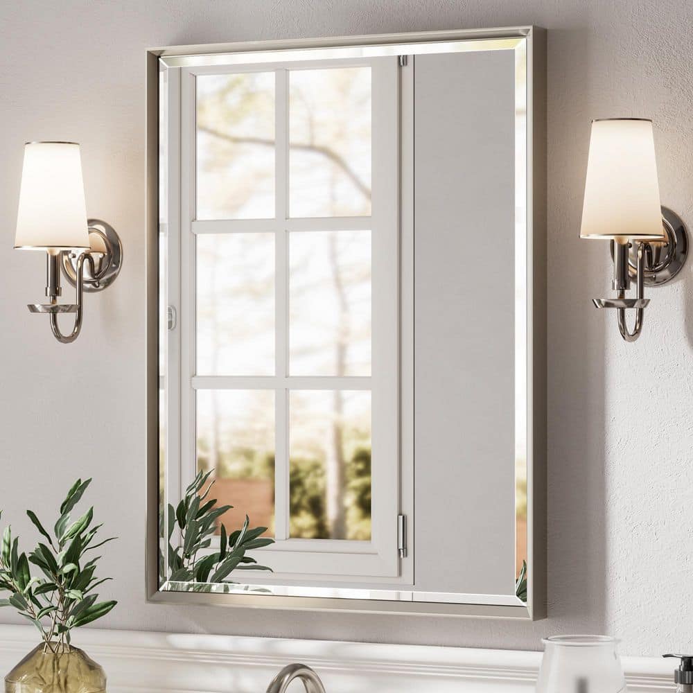 QueenFun 24 in. W x 32 in. H Aluminum Beveled Edge Rectangular Framed ...