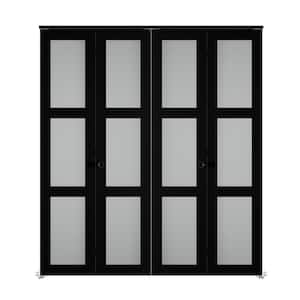 GOLDENPOLEY 56 in.x 78 in. (Double 28 in.) 3-Lite Frosted Glass Solid ...