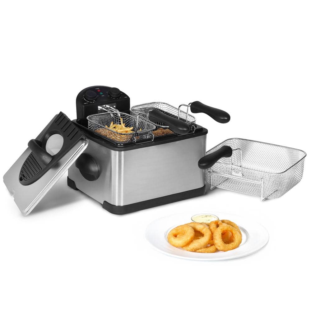 MegaChef 4.23 qt. Stainless Steel Electric Deep Fryer with Timer ...