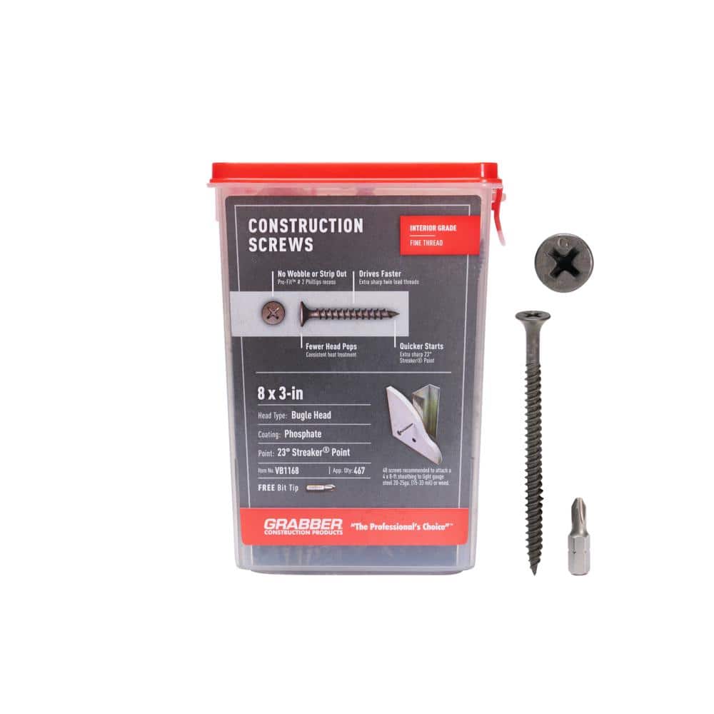 Grabber #8 x 3 in. Pillips Bugle head Fine Thread Streaker Point ...