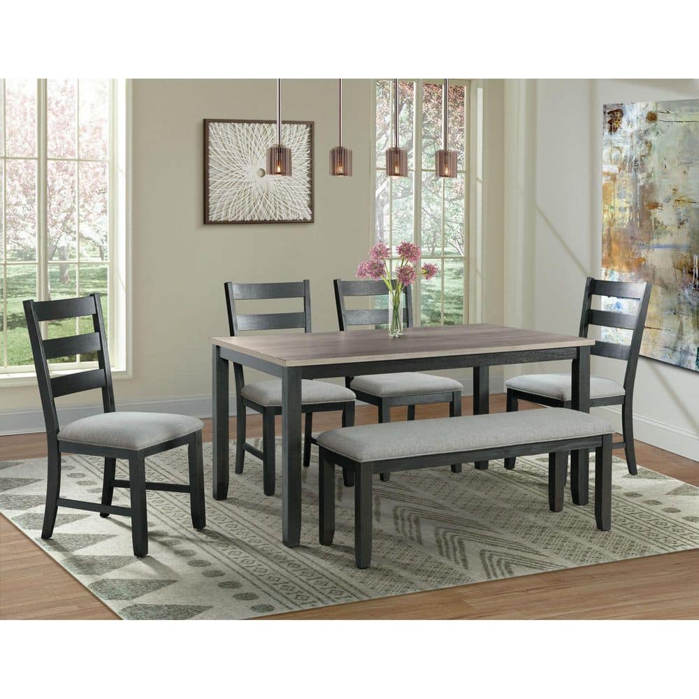 Picket House Furnishings Kona Gray 6-Piece Dining Set-Table, 4-Chairs ...
