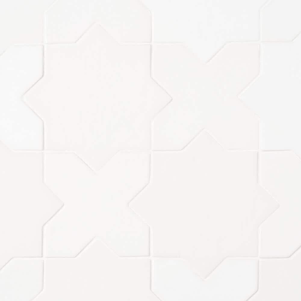 Ivy Hill Tile Tripoli Star-Crossed Polished White 6.1 in. x 11.9 in ...