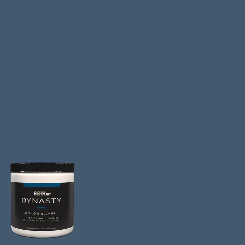 BEHR DYNASTY 8 oz. #S500-7 Infinite Deep Sea One-Coat Hide Satin Enamel ...