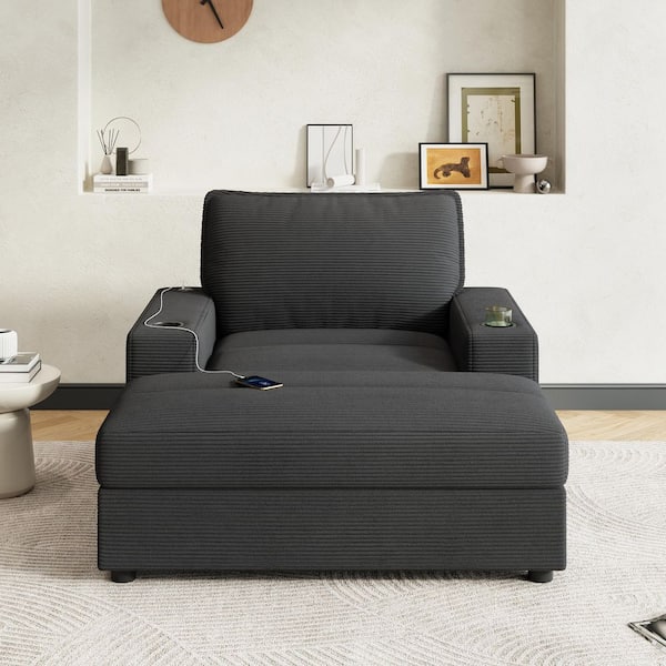 CHRISTOPHER KNIGHT HOME Dervan Modern Grey Corduroy Upholstered Accent ...