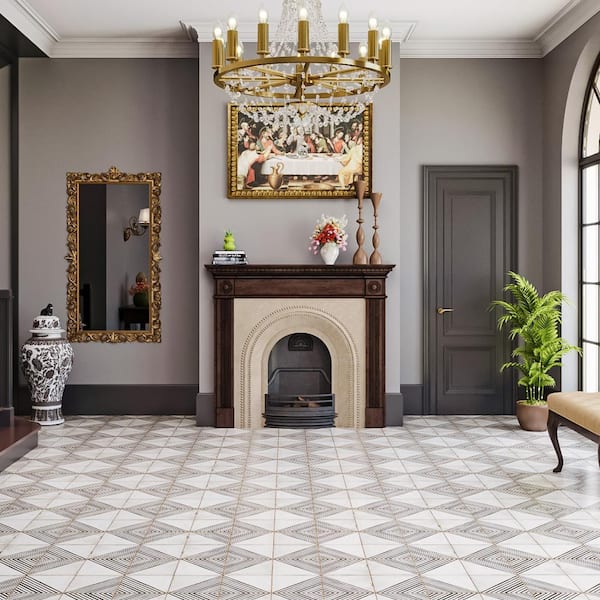 Merola Tile Kings Rombos Nero 8-3/4 in. x 8-3/4 in. Ceramic Floor and ...