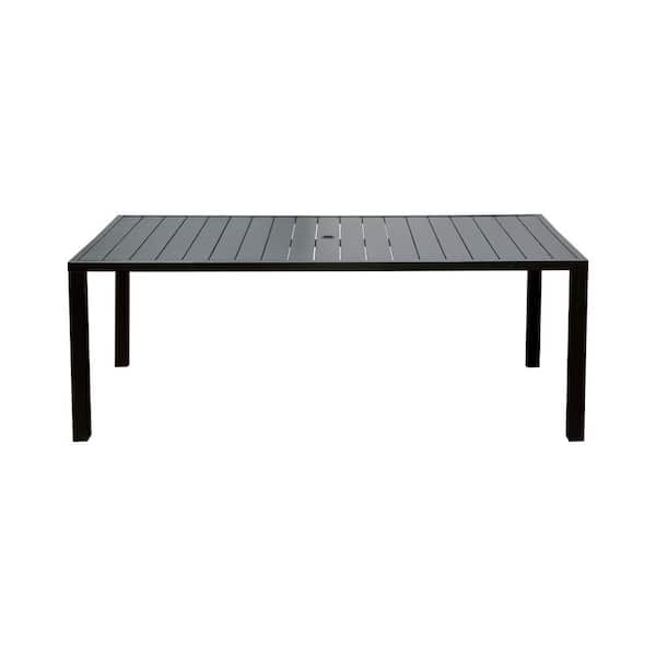 Brown 79 in. Rectangular Metal Outdoor Dining Table for 8, Patio Table ...