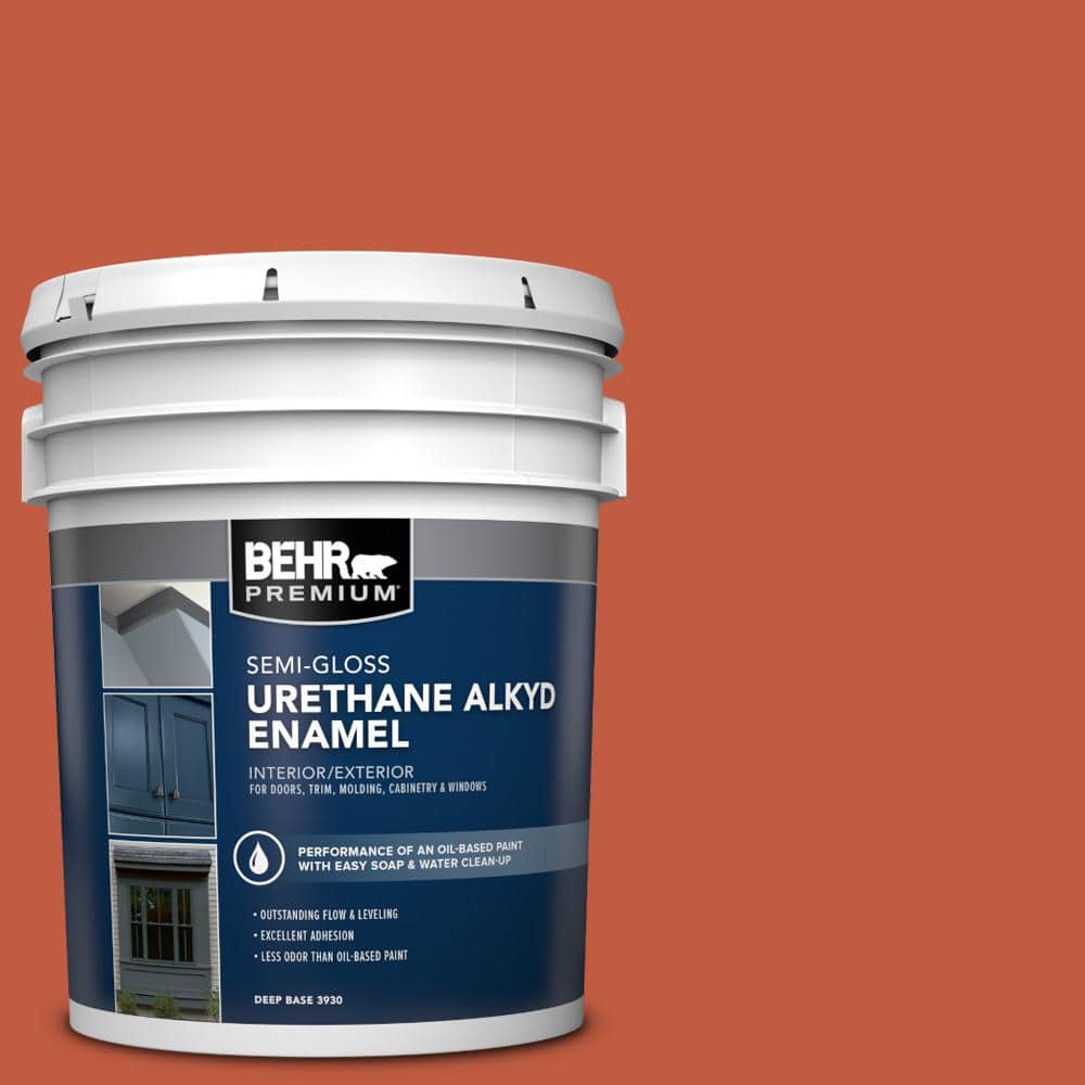 BEHR PREMIUM 5 gal. #M180-7 Deep Fire Urethane Alkyd Semi-Gloss Enamel ...