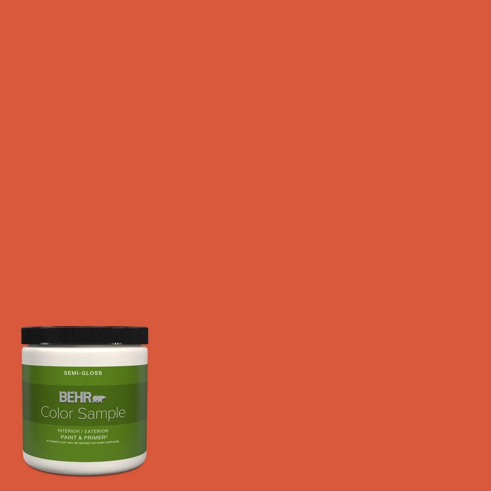 BEHR PREMIUM PLUS 8 oz. #HDC-MD-10G Mod Orange Semi-Gloss Interior ...