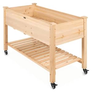 Misopily 48 in. x 24 in. x 32 in. Natural Wood Raised Planter Box with ...