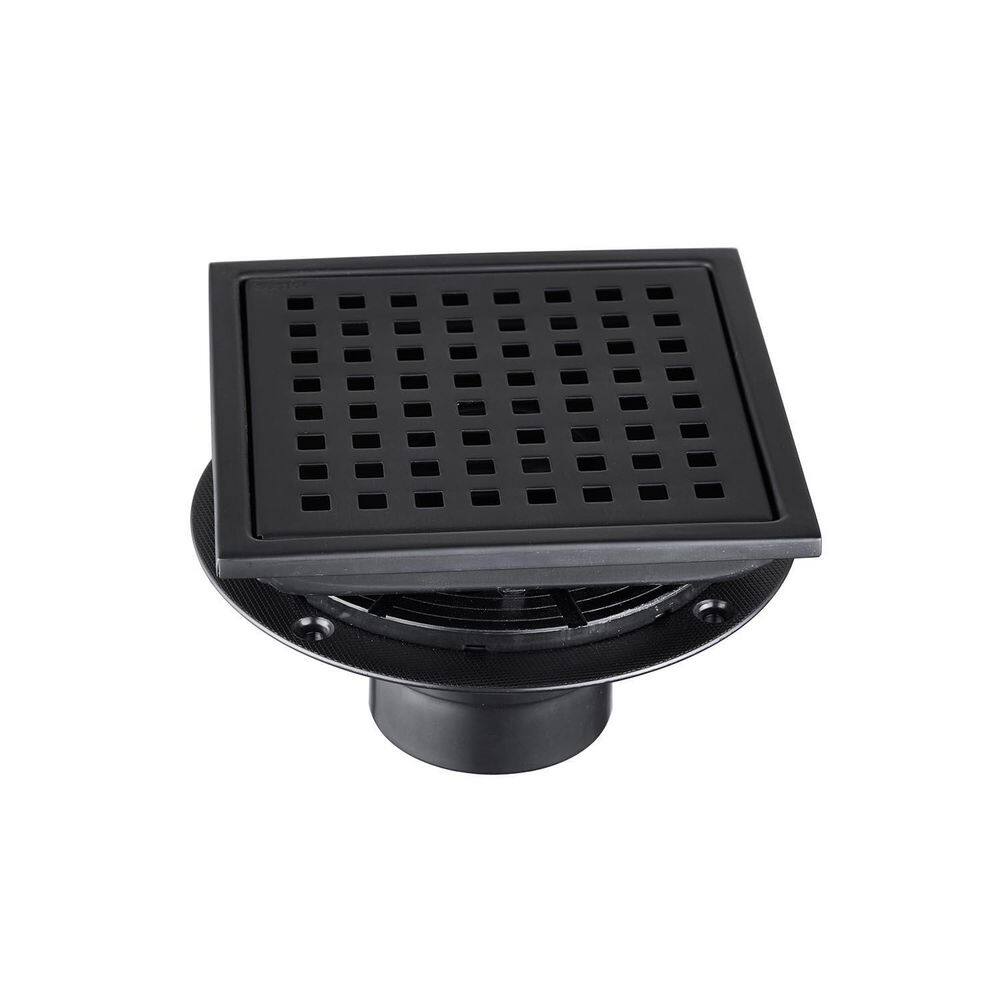 Satico 6 in. Square Stainless Steel Grid Shower Floor Drain with Flange ...