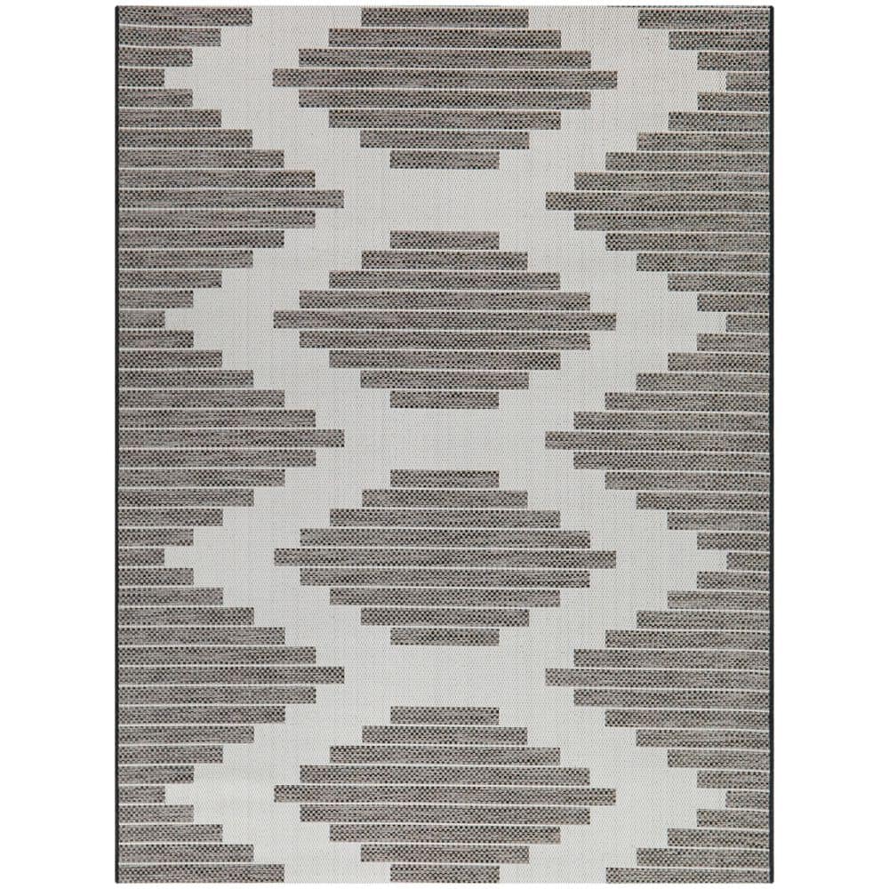 Home Decorators Collection Gray/Cream 5 ft. x 7 ft. Aztec Diamond ...