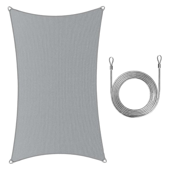 AMGO 16 ft. x 18 ft. Rectangle Pro Ring Sun Shade Sail with Rope-Grey ...
