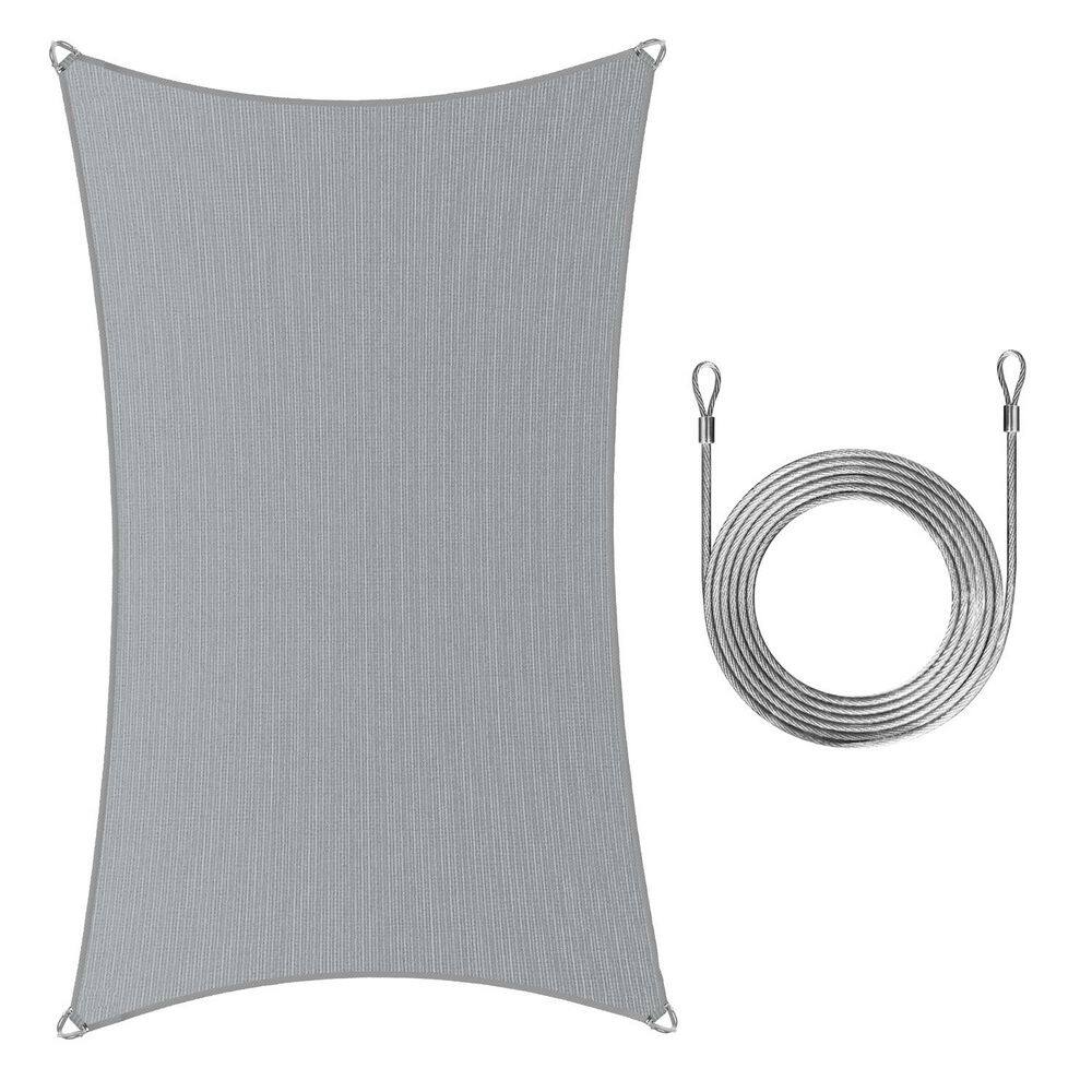 AMGO 16 ft. x 20 ft. Rectangle Pro Ring Sun Shade Sail with Rope-Grey ...