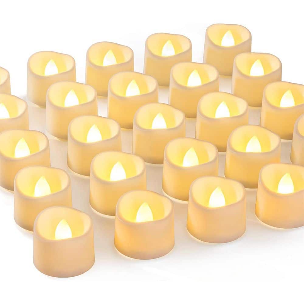 Realistic Flameless LED Tea Lights: Long-Lasting Warm Glow 72-Pack ...