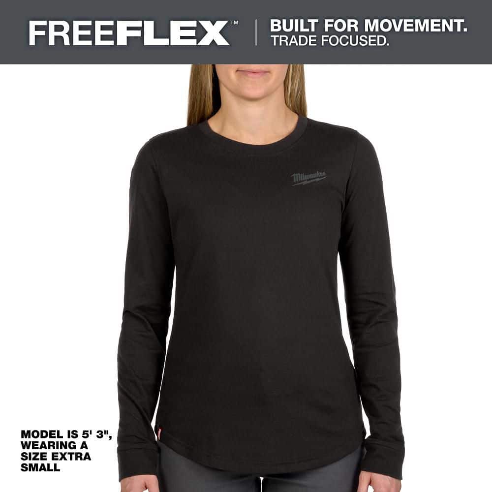 Milwaukee Women's Medium Black FREEFLEX Long Sleeve Hybrid Work T-Shirt ...