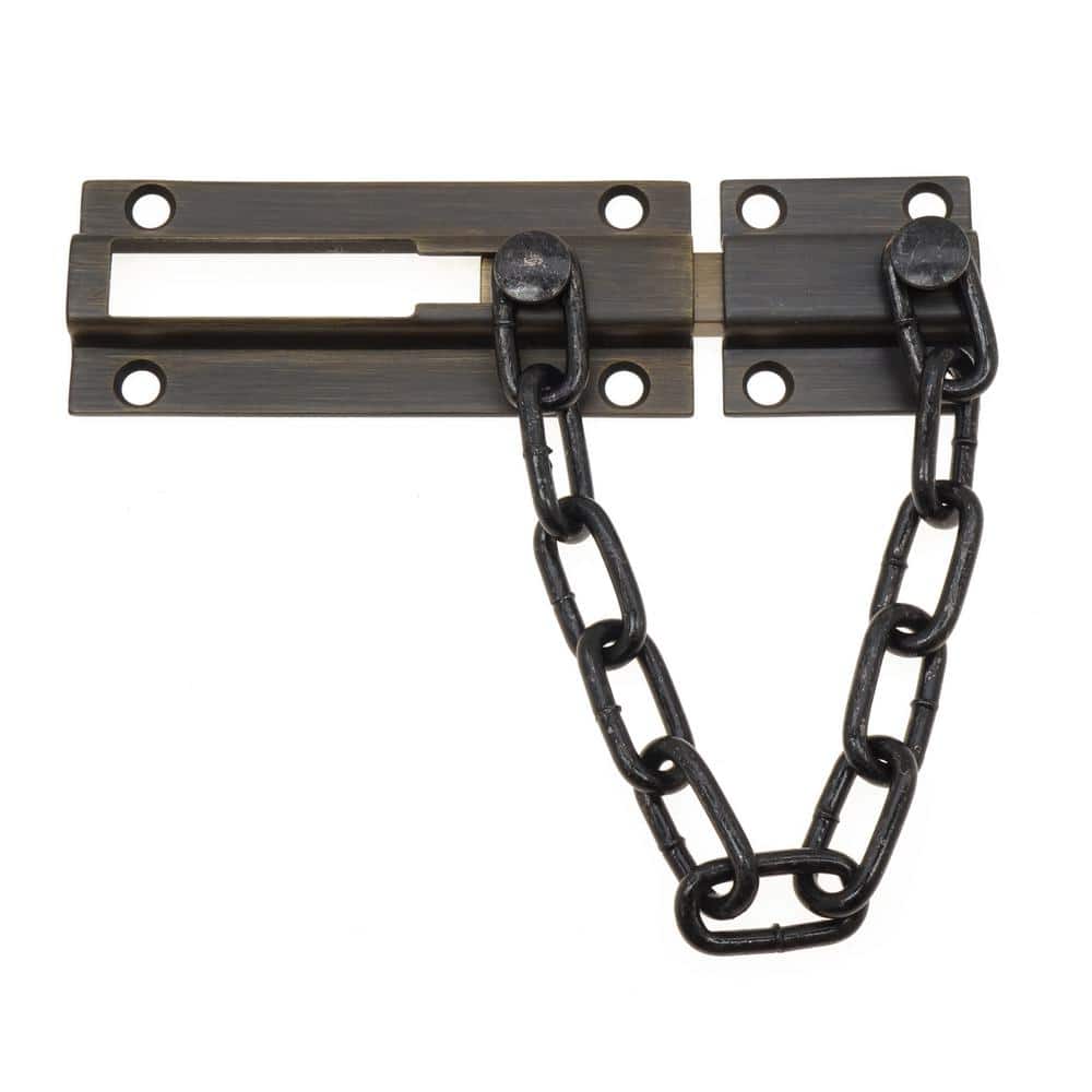 idh by St. Simons Solid Brass Chain Bolt Guard in Antique Brass 11049 ...
