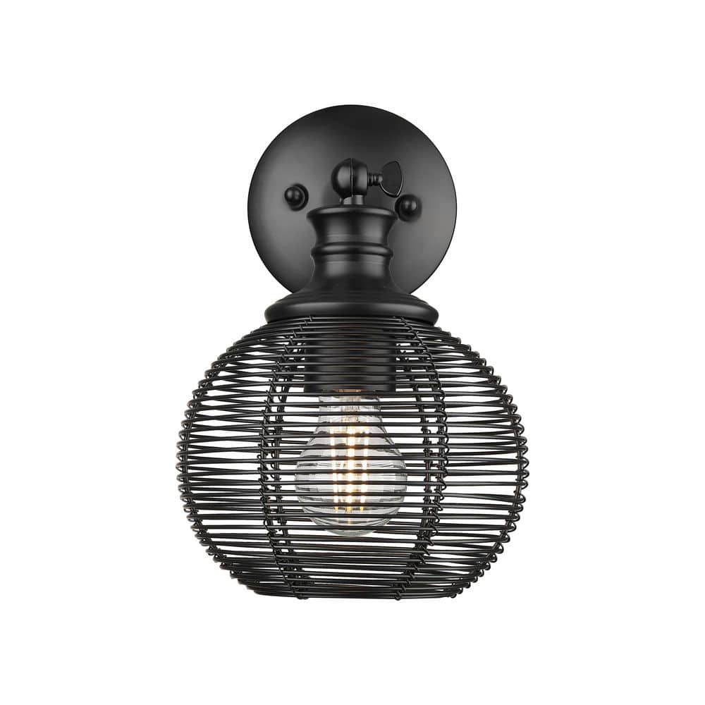 Golden Lighting Calypso 1 Light Matte Black Wall Sconce with Matte ...
