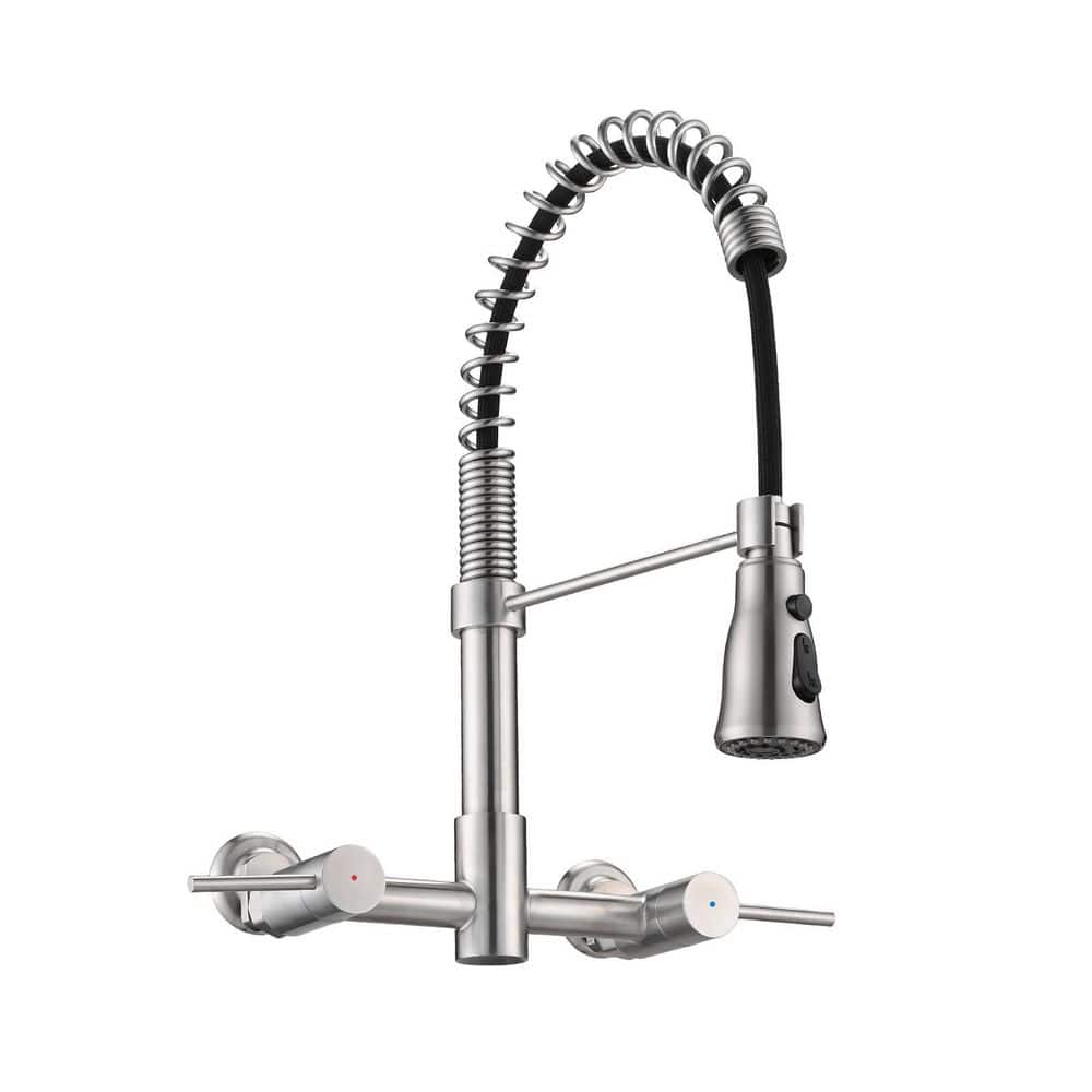 Reviews for Pdpbath Double Handle Bridge Kitchen Faucet with 3-Function ...