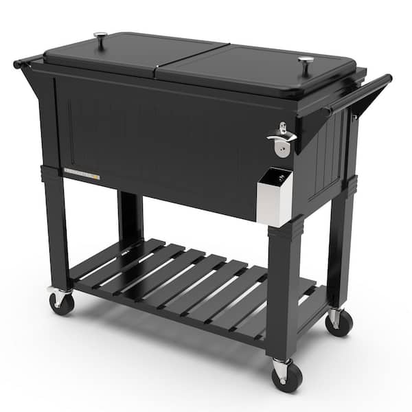 PERMASTEEL Party Cooler, 80-qt. Capacity, Divider Cooler, Rolling Ice ...