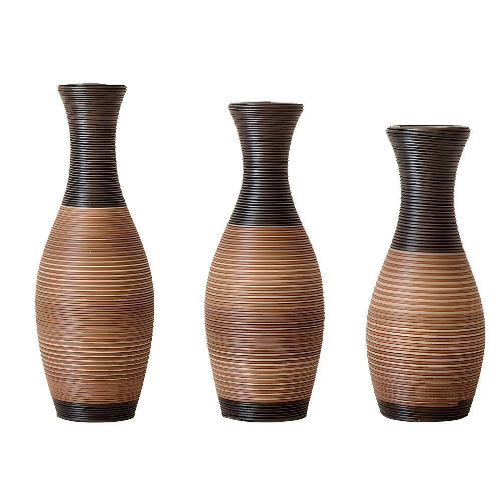 20 in. 24 in. 28 in. Brown Plastic Artificial Rattan Floor Vase Large Decorative Vase for Living ...