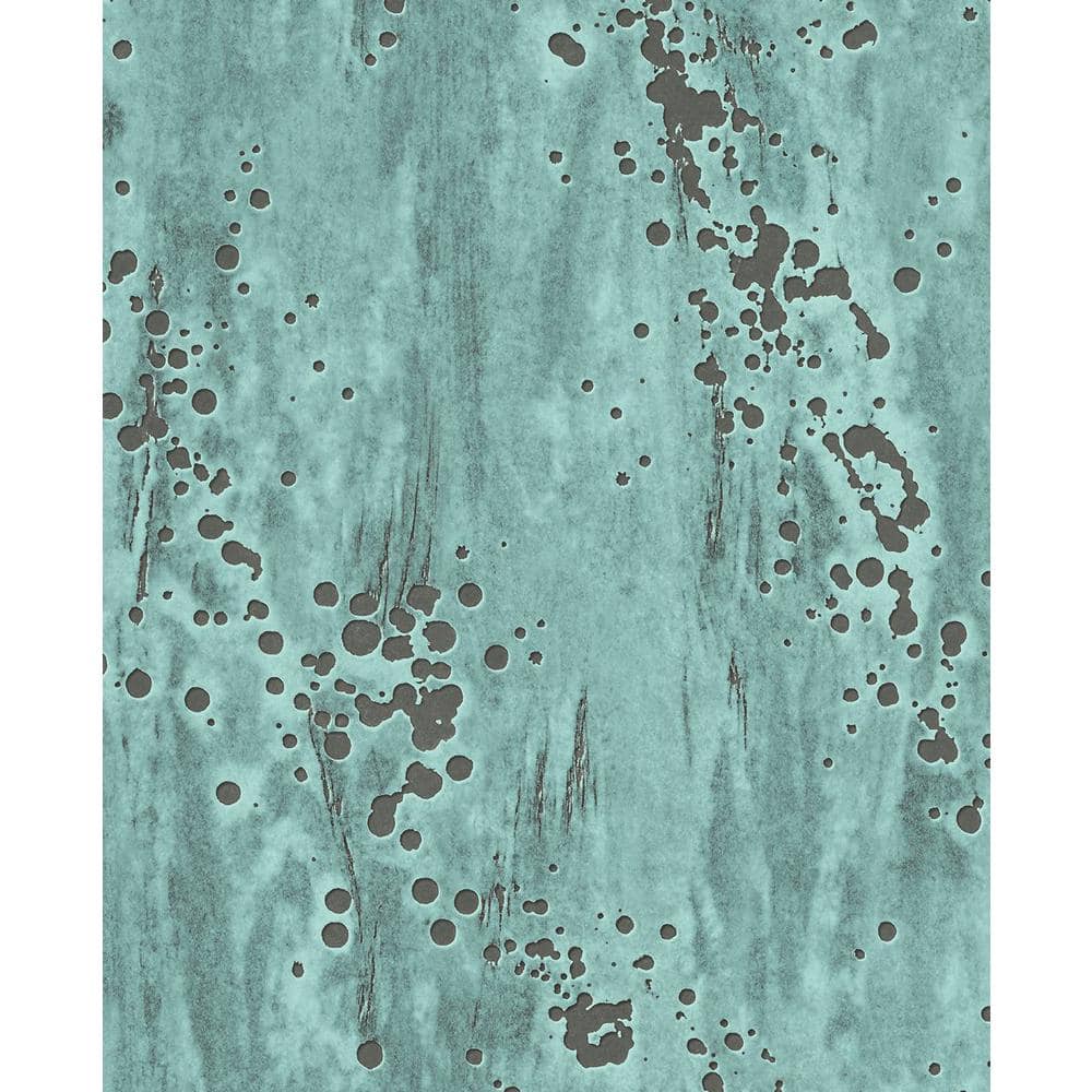 Seabrook Designs 56 sq. ft. Cyan and Metallic Charcoal Splatter Paper ...