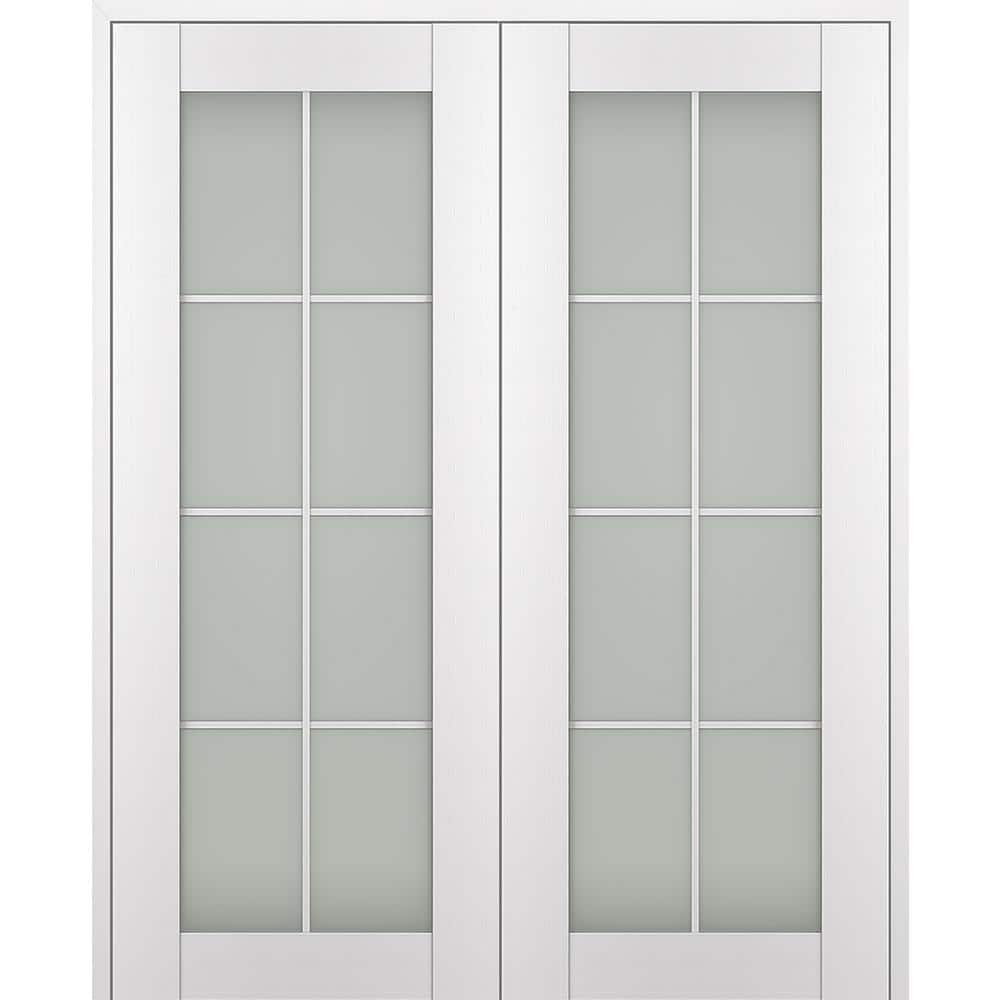 Belldinni Paola 48 in. x 96 in. Both Active 8-Lite Frosted Glass Bianco ...