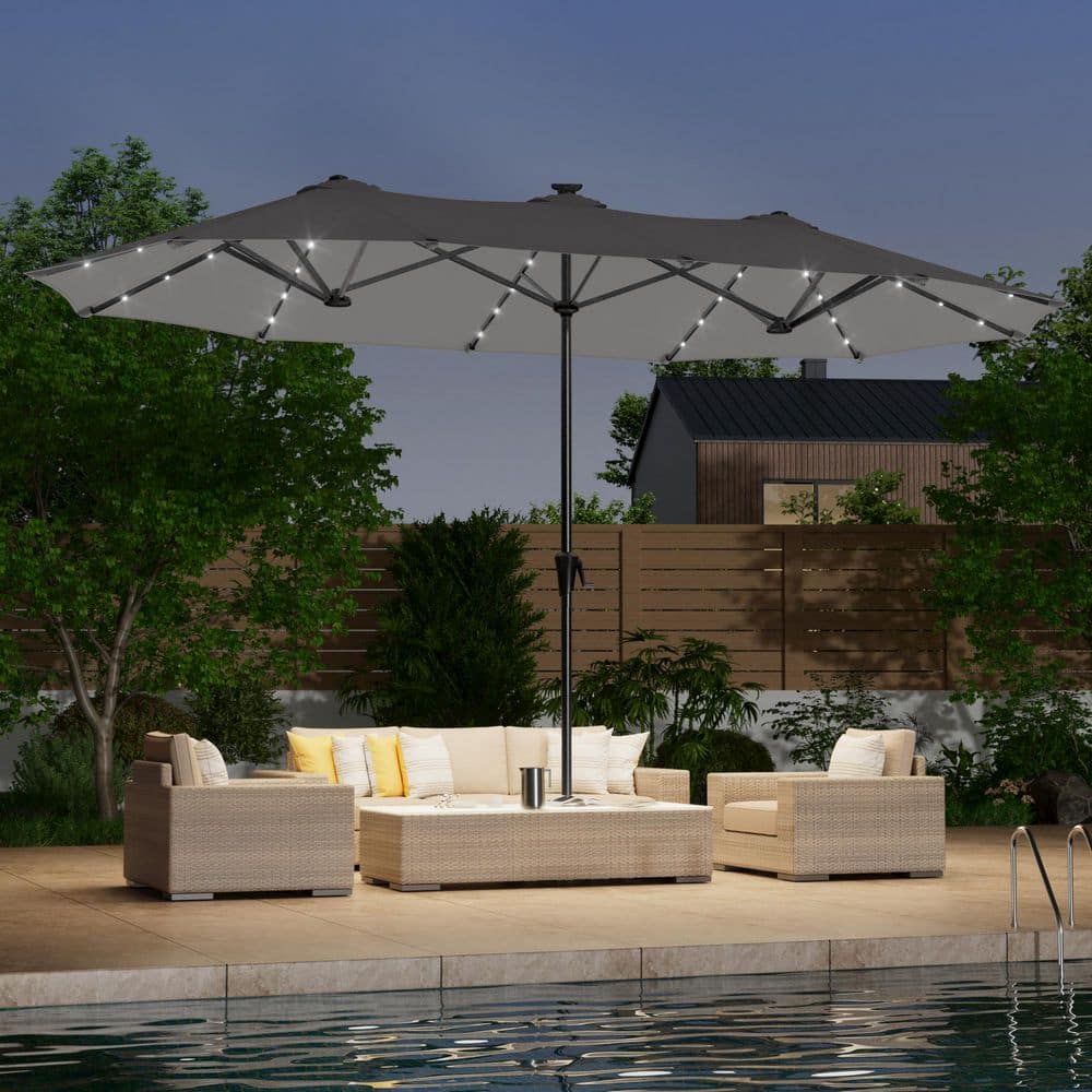 JOYESERY 13 ft. x 7.2 ft. Steel Solar-Powered Double-Sided Market Patio ...