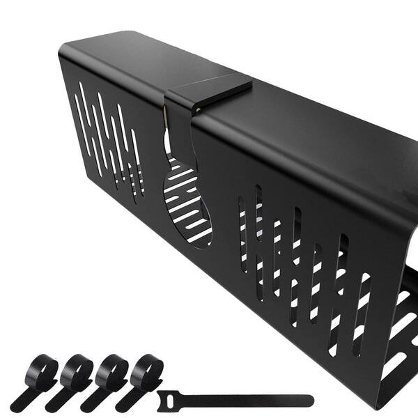 Lukyamzn 13.4 in. Under Desk Cable Management Box Black Powder-Coated ...