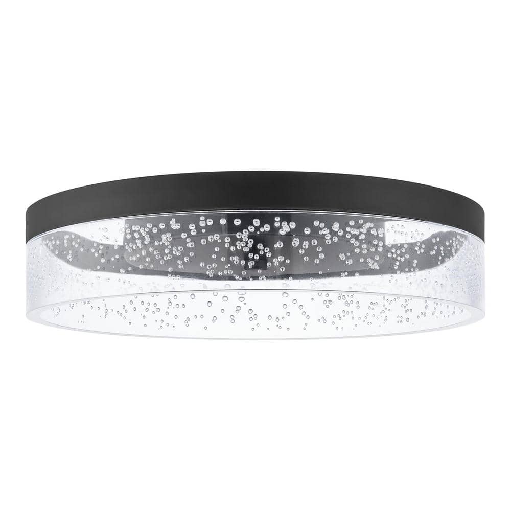Home Decorators Collection Kipling 13.78 in. 1-Light Black LED Flush ...