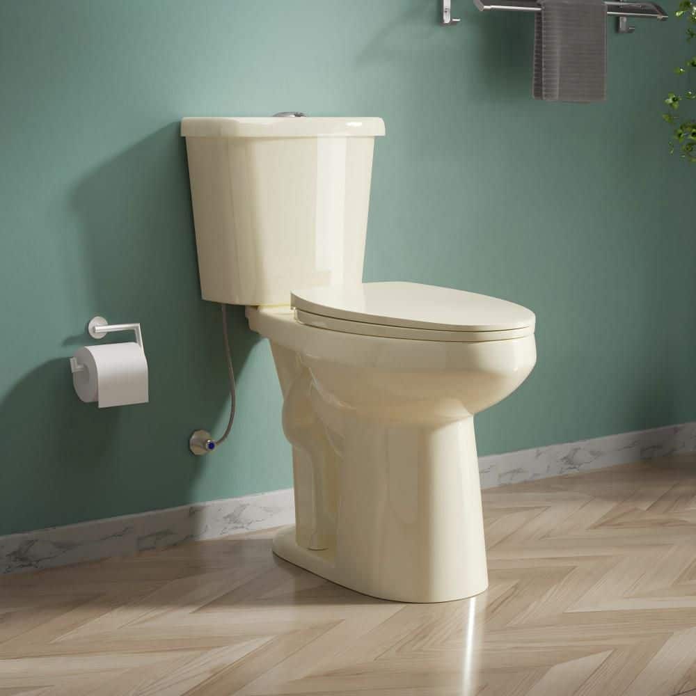 Kuomih 21 in Extra Tall Elongated Toilet Bone Dual Flush 1.1/1.6 GPF 2 ...