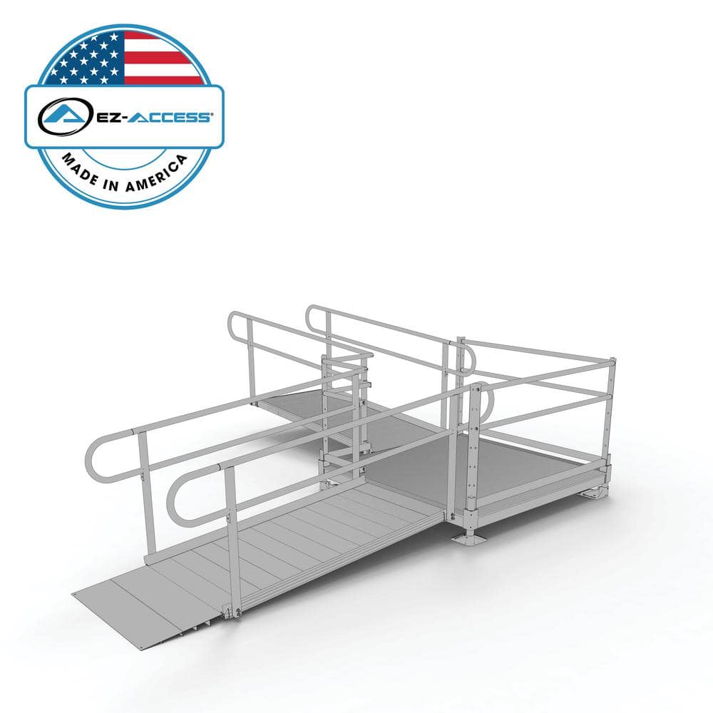 EZ-ACCESS PATHWAY 12 ft. L-Shaped Aluminum Wheelchair Ramp Kit with ...