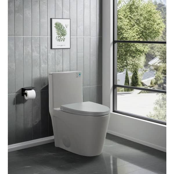 RKZHOPT 12 inch 1-piece 1.1/1.60 GPF Dual Flush Elongated Toilet in ...
