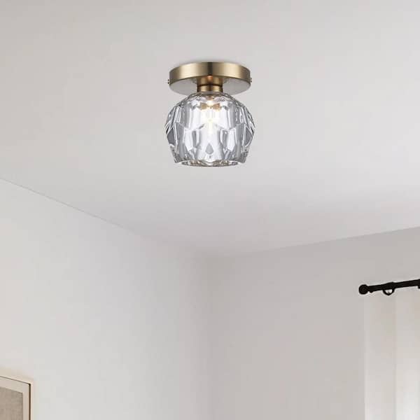 Bel Air Lighting Sequoia 5 in. 1-Light Gold Modern Semi Flush Mount ...