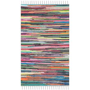 SAFAVIEH Rag Rug Ivory/Multi 8 ft. x 10 ft. Gradient Striped Area Rug ...