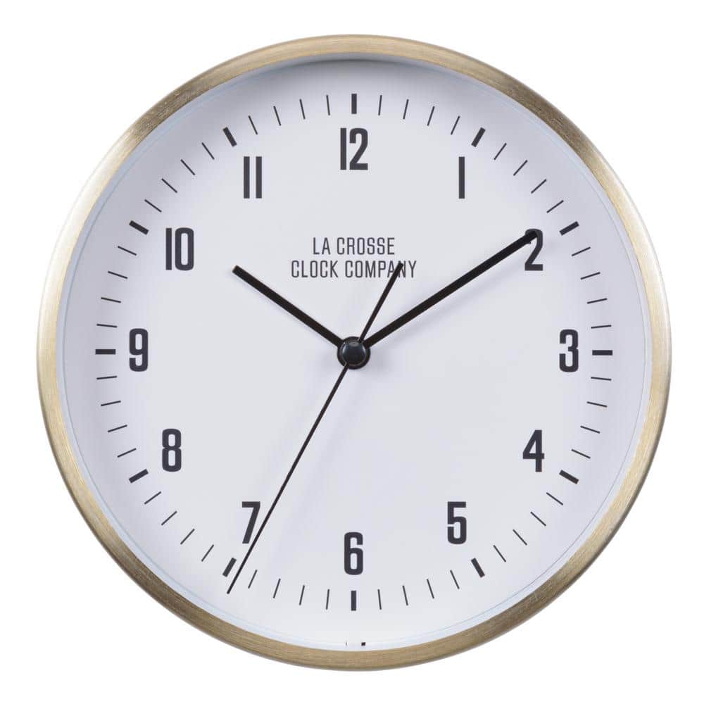 La Crosse Clock 6 in. Wells Brass-Finish Metal Wall/Table Quartz Clock ...