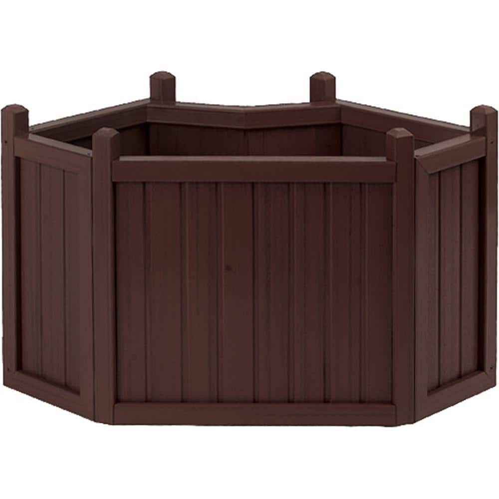 34 in. Smoke All Weather Composite Corner Planter PL850-CSS - The Home ...