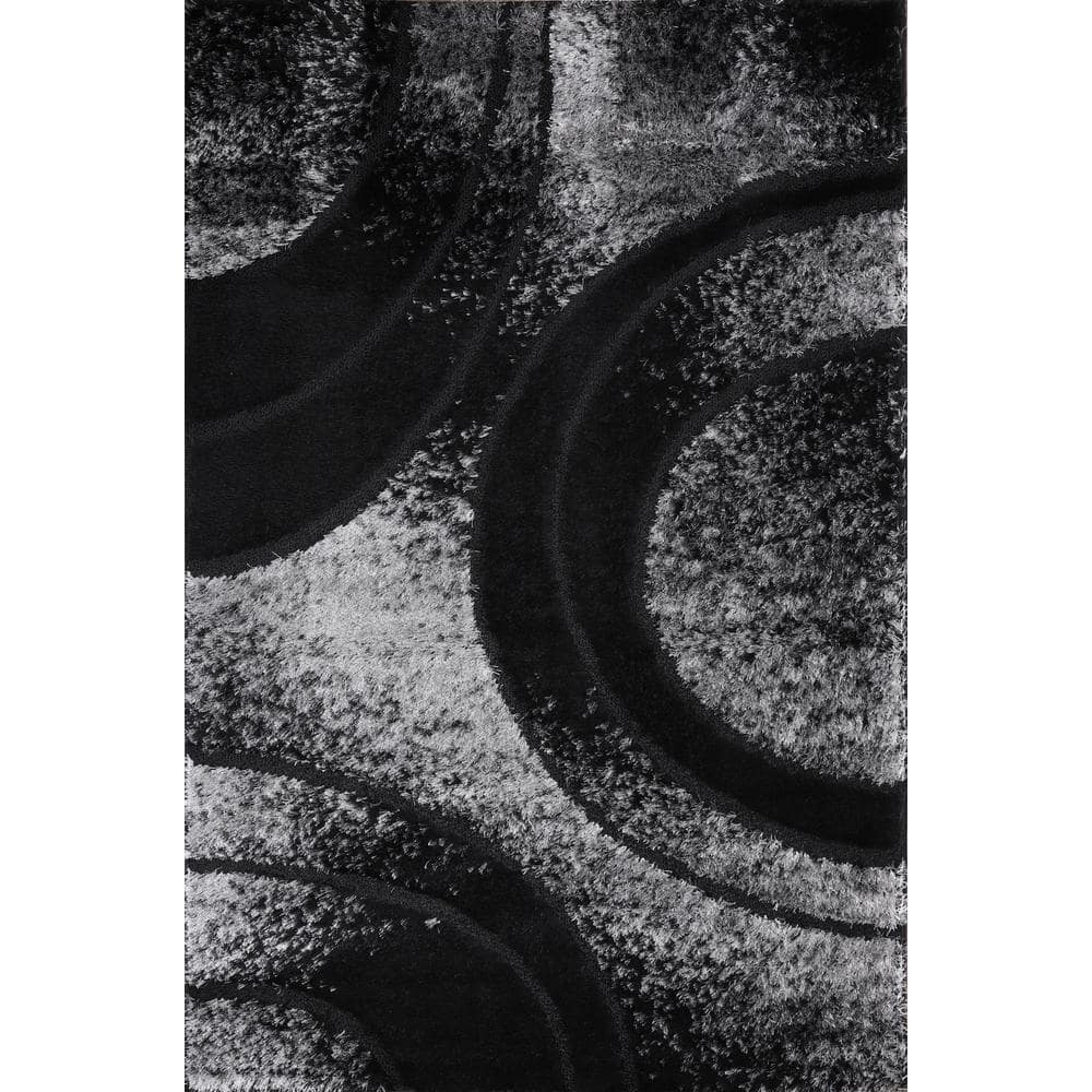 L'Baiet Naomi Black Shag 8 ft. x 10 ft. Area Rug SD349C81 - The Home Depot