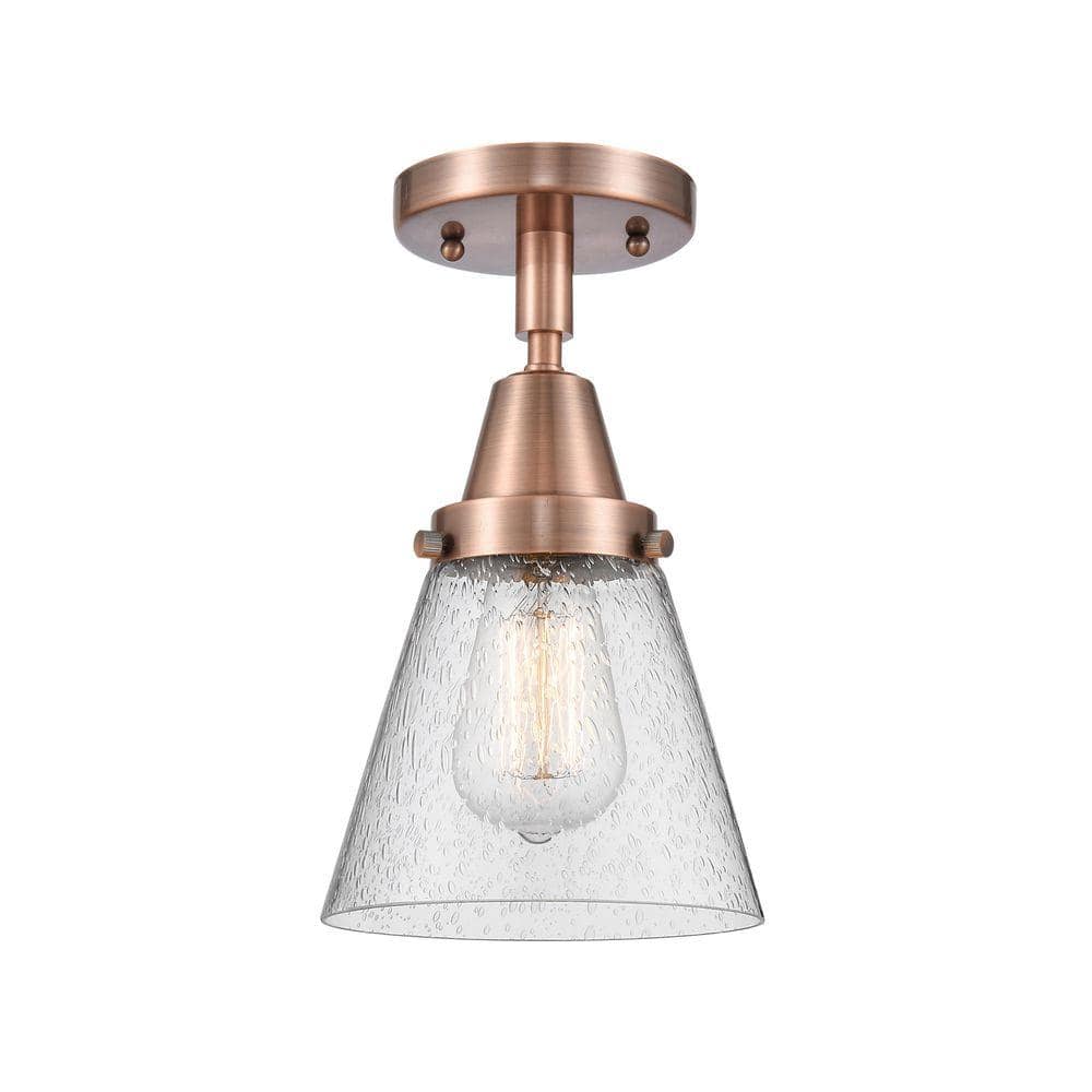 Innovations Cone 6.25 in. 1-Light Antique Copper Industrial Flush Mount ...